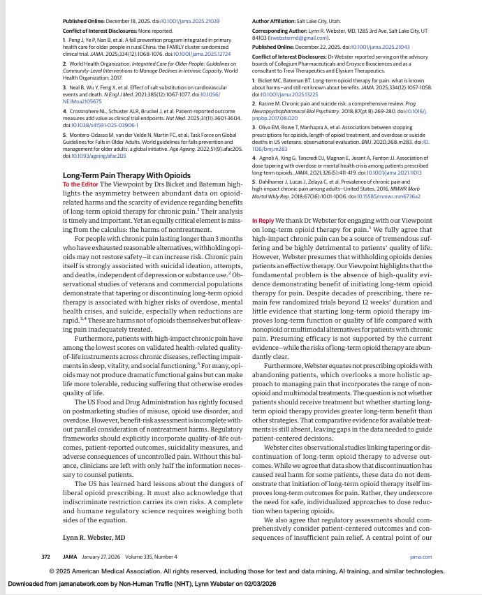 Long-Term Pain Therapy With Opioids - Lynn R. Webster, M.D.
